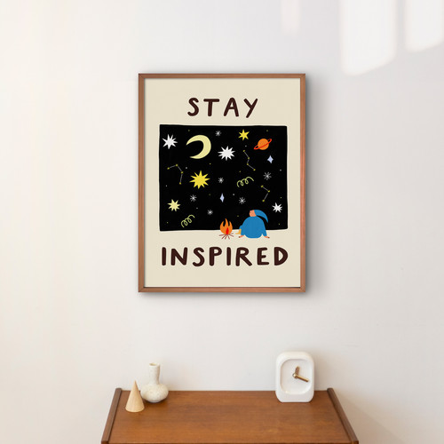 Stay Inspired Art Print | Little Black Cat