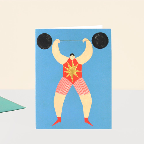 Strong Man Greeting Card | Little Black Cat