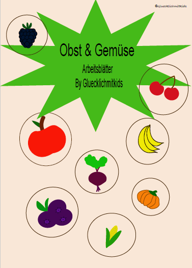 Arbeitsblätter Obst und Gemüse - Vorschulübungen zum Download