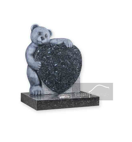 Fluffy Bear Granite Headstone Blue Pearl | Elegant Memorials