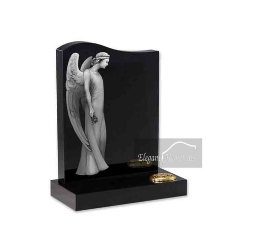 The Half Ogee Granite Headstone Black | Elegant Memorials
