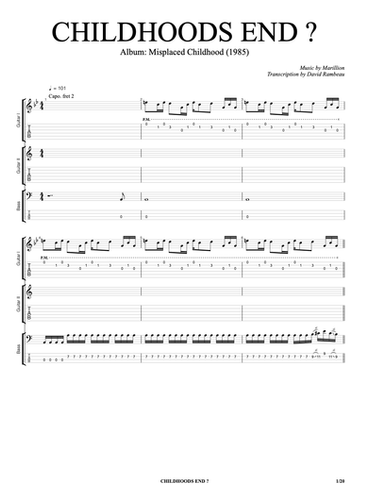 Childhoods End ? | MARILLION Guitar & Bass Transcription Tab | PDF
