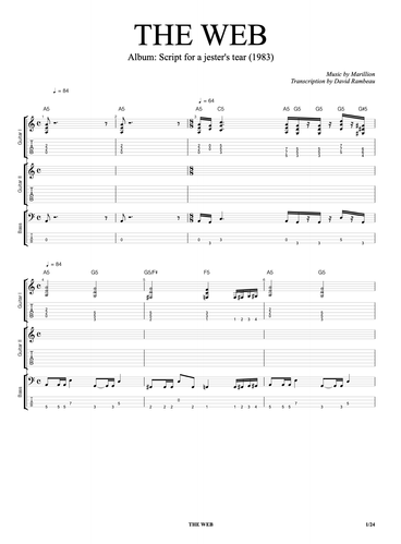 The Web | MARILLION Guitar & Bass Transcription Tab | PDF