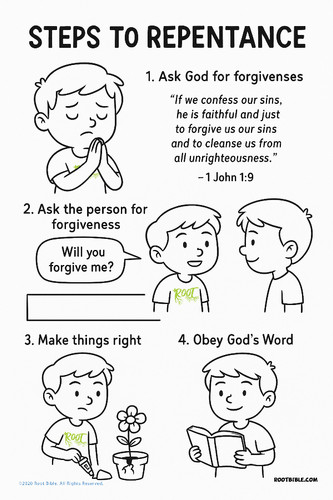 Steps to Repentance - a Page for kids! | Root Bible