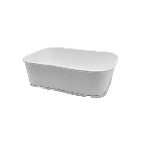 PLA Coated White Rectangular Container - 650ml (300pcs/ctn) | Zenpacks