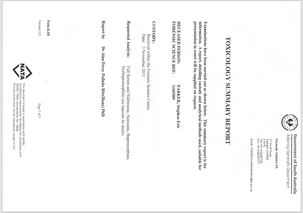 Dads Autopsy & Toxicology Reports