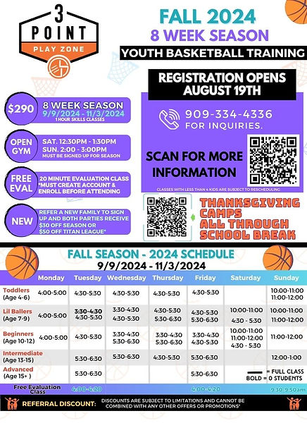 Schedule | 3 Point Play Zone