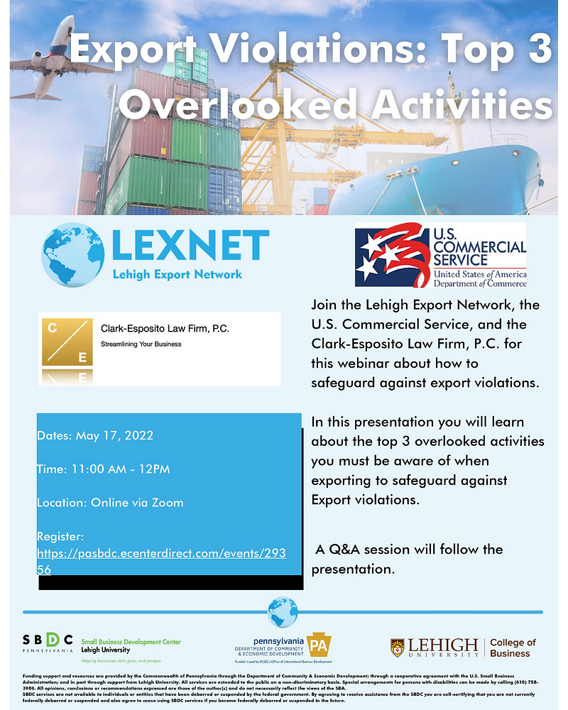 Export Violations: Top 3 Overlooked Activities (MAY 17th WEBINAR)