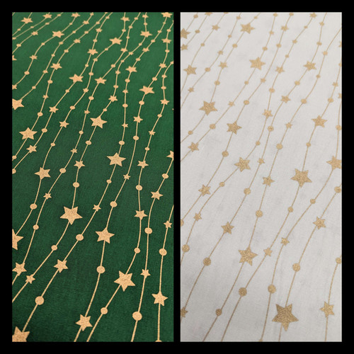 Christmas Gold Metallic String Stars 100% Cotton | Paragon Fabrics