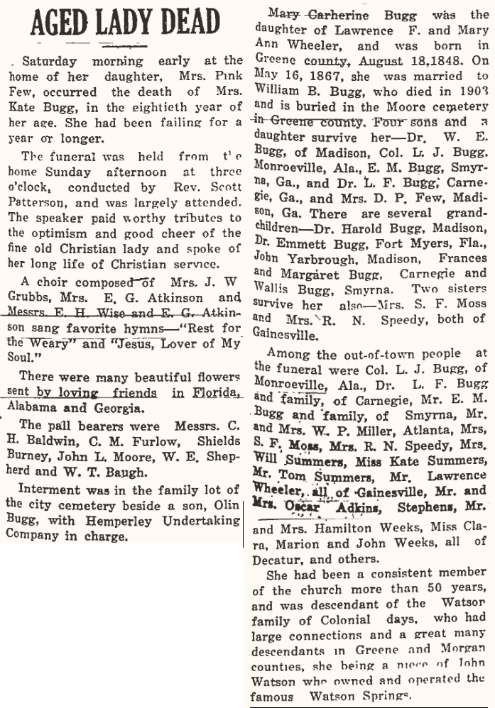 Mary Catherine Wheeler Bugg