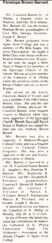 Penelope Hollinshead Brown Barnett