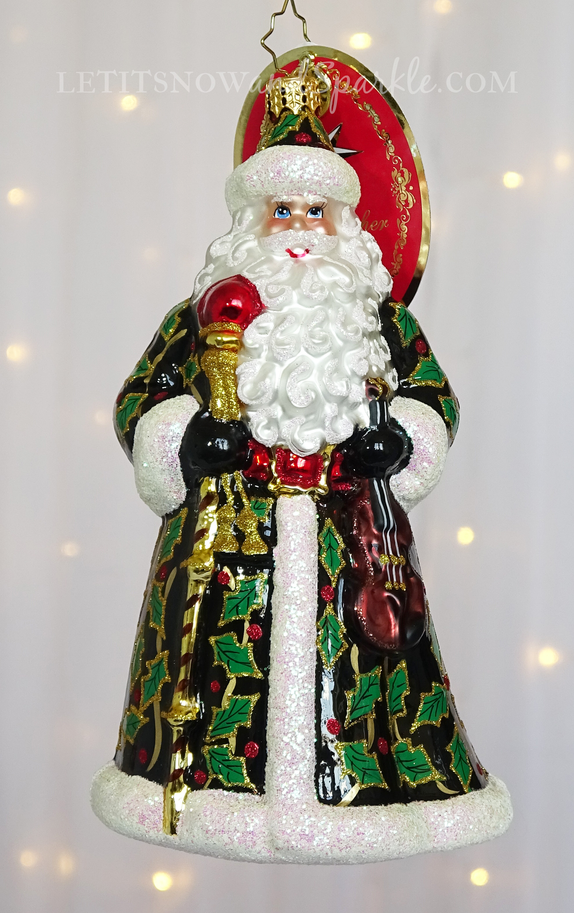 Christopher Radko By Golly Santa Loves Holly 1020571 Christmas Ornament