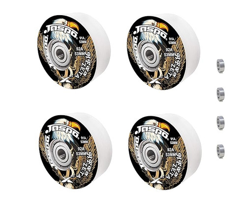 Jaspo Hexa PU Skateboard & Roller Skates Wheels 53mm with Bearings ...