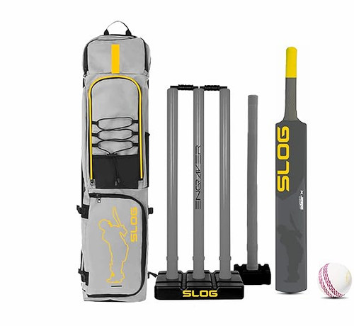 JASPO Slog Engraver Cricket Kit Full Size Plastic Bat, Synthetic Ball ...