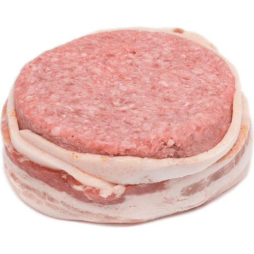 Bacon Wrapped Chopped Beef Pattie | Swiss Burger Brand M