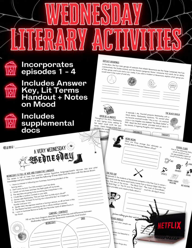 Netflix's Wednesday Literary Activities (Episodes 1-4) | Simply Ana P