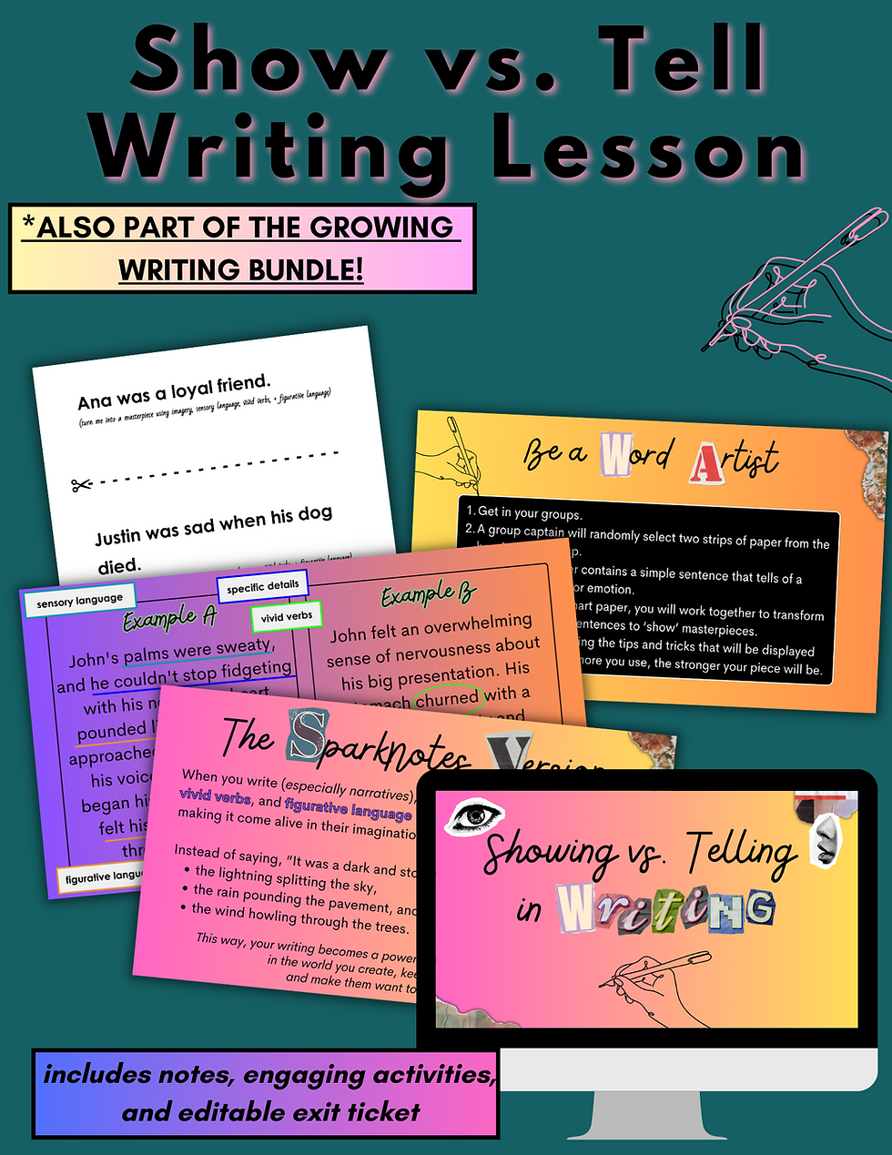 Show vs. Tell Descriptive Writing Lesson | Simply Ana P