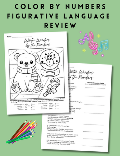 Winter Color by Numbers - Figurative Language Review | Simply Ana P