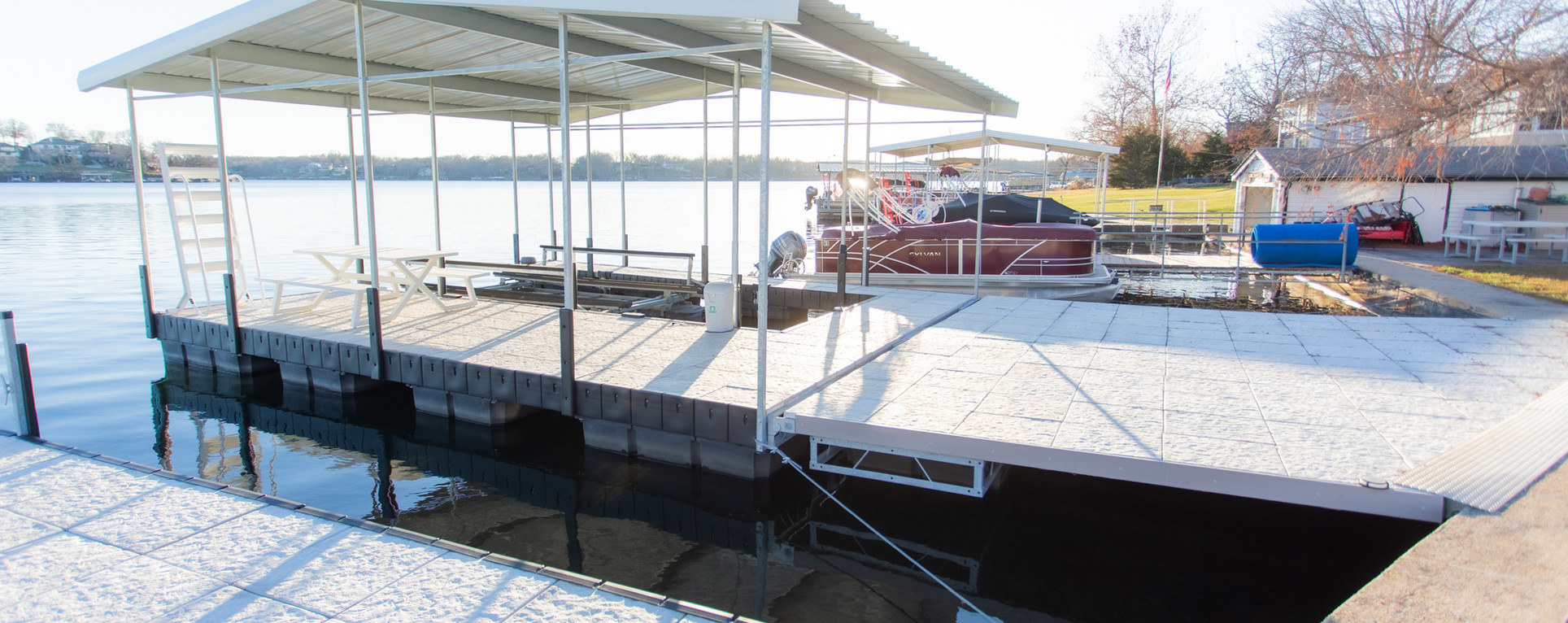 Williams Lakefront Construction | Custom Boat Docks | Sloped Roof