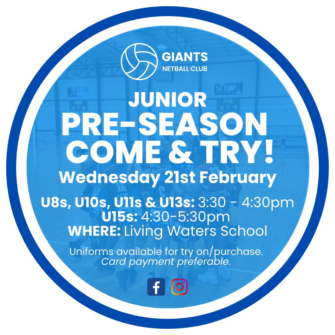 2024 Junior Pre-Season Come & Try | Giants Netball Club