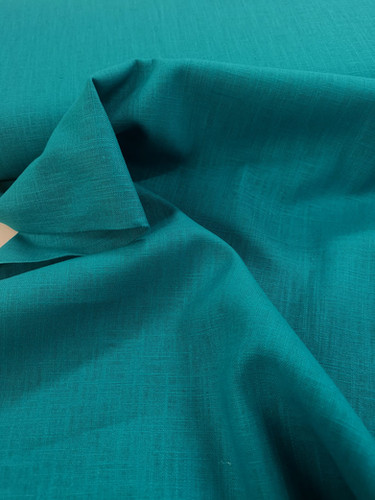 Woven Washed Linen - Turquoise Green | Carlow Fabric & Craf