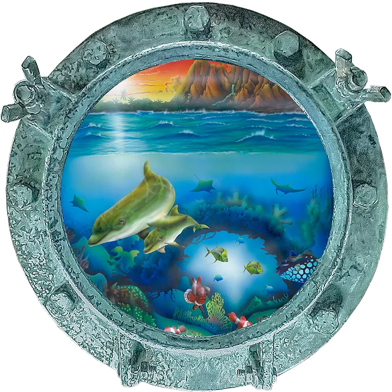 Dolphins' Cove Decorative Porthole | Marine-Themed Coastal Décor