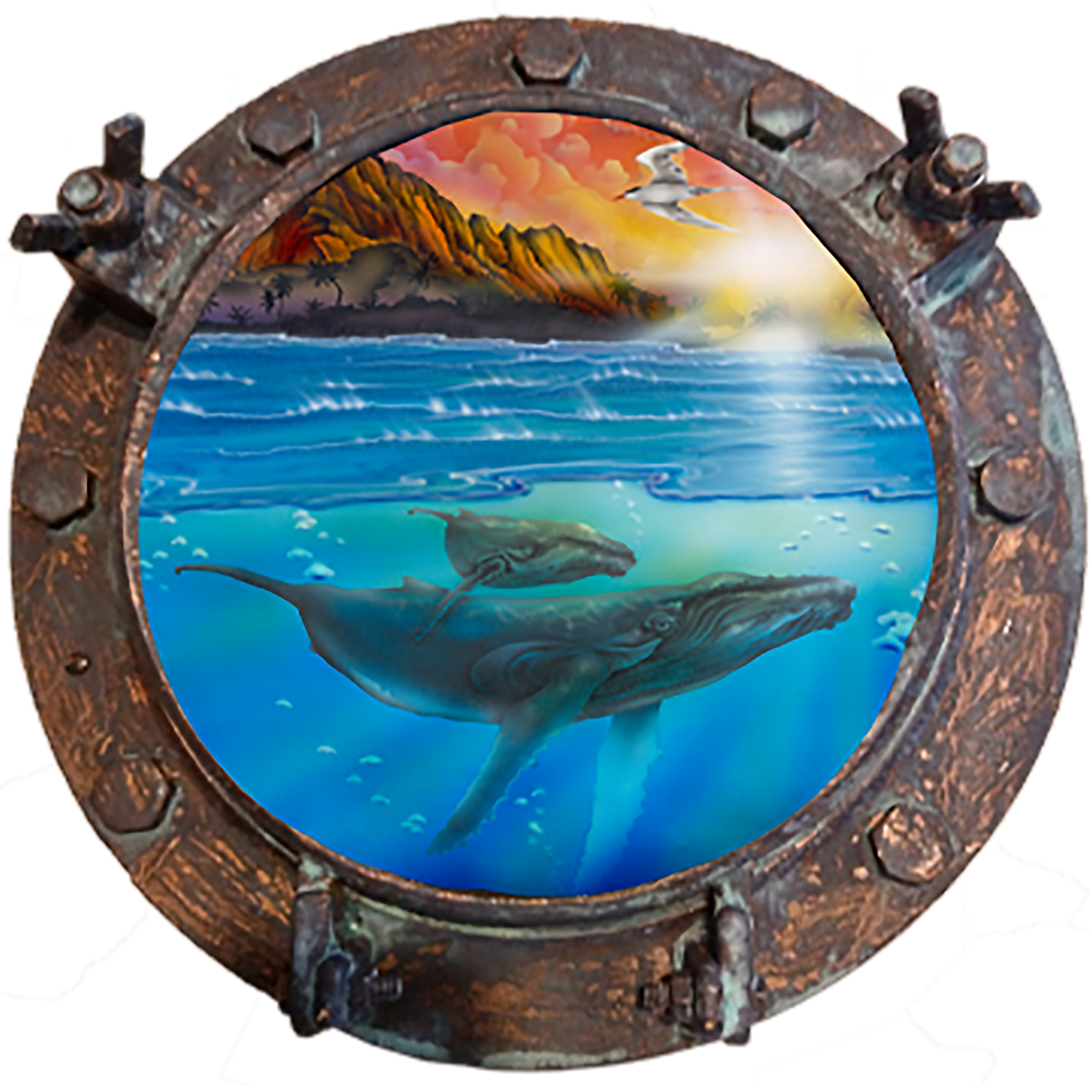Humpback Whale Family Decorative Porthole | Florida Fish Mounts