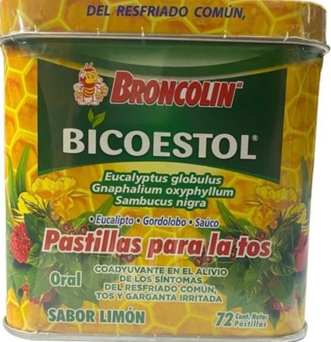 Broncolin Bicoestol Alivio Garganta Y Tos Lata Con 72 Pzas ...