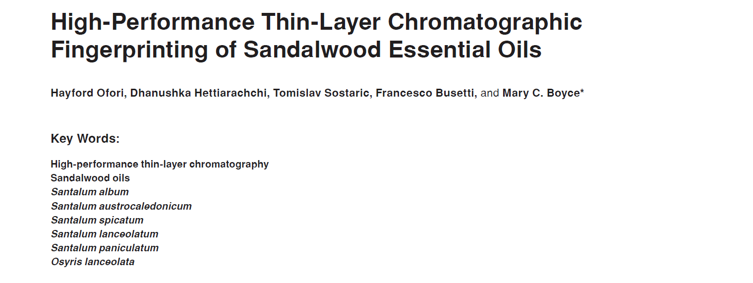 HPTLC fingerprinting of Sandalwood Essential Oils
