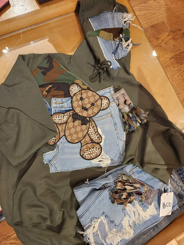 Olive Camo Denim Gucci Inspired Hoodie | The Woke Brand