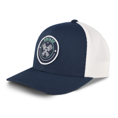 Pistonhead Snapback Hat | Navy & White | Vintage LTD.