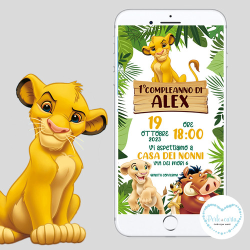 RE LEONE invito digitale festa compleanno | Perle di Carta