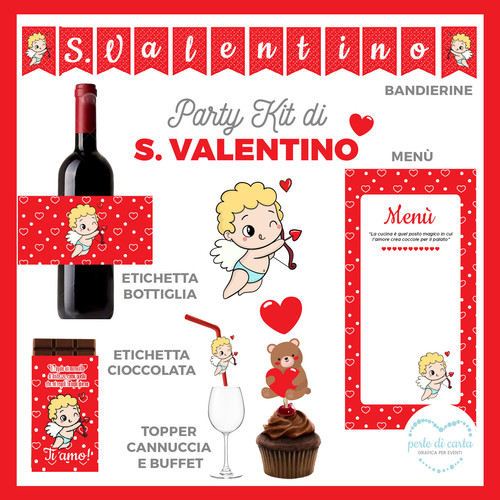 SAN VALENTINO party kit digitale festa romantica coppia di innamorati ...