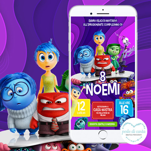 INSIDE OUT 2 invito compleanno digitale | Perle di Carta