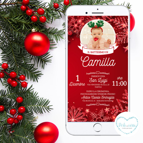 BATTESIMO NATALE BIMBA invito digitale | Perle di Carta