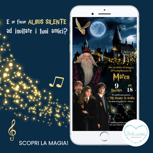 HARRY POTTER invito digitale compleanno musica e voce | Perle di Carta