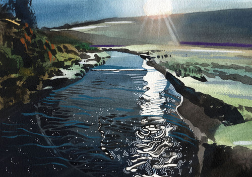 Exmoor Painting, Barle at Landacre Bridge, Original Watercolour By Leo ...