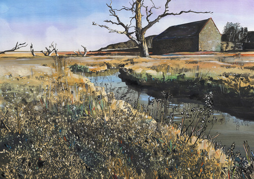 Exmoor Painting, Porlock Marsh 3, Original Watercolour Painting | Leo Davey