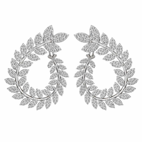 Olive Wreath Diamond Front-Facing Hoops | ESSKAY GEMS