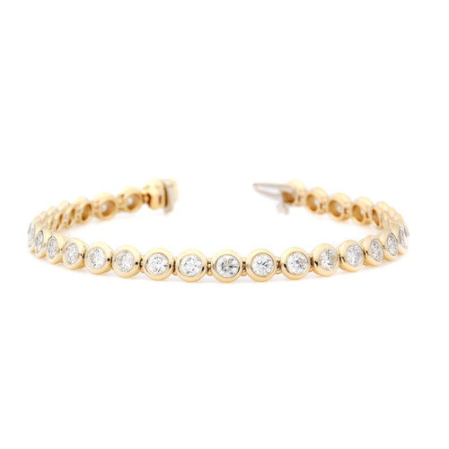 Yellow Gold Bezel Set Diamond Tennis Bracelet | ESSKAY GEMS