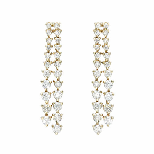 6.25ctw Double Strand 3-Prong Diamond Drop Earrings | ESSKAY GEMS