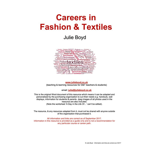 Careers in Fashion & Textiles (Digital resource for schools) | Boyd Create