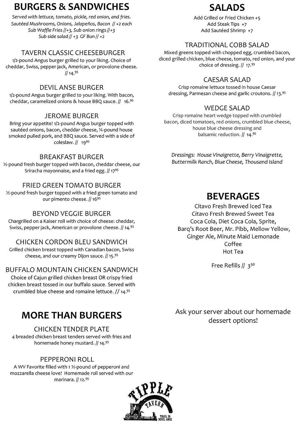 MENUS | Tipple Tavern