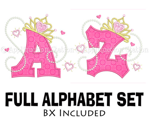 Princess Tiara Alphabet BX | appliquetionstation