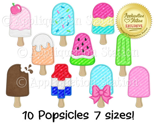 Popsicle Set 10 designs 7 sizes | appliquetionstation