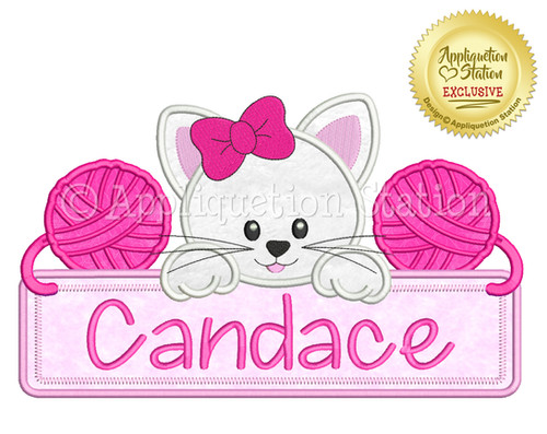 Kitten Girl Name Plate | appliquetionstation