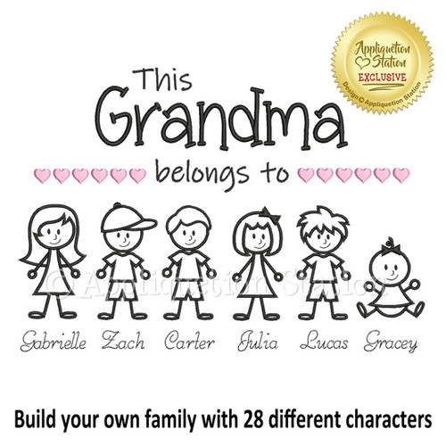 This Grandma Belongs to Stick Figure Family | appliquetionstation