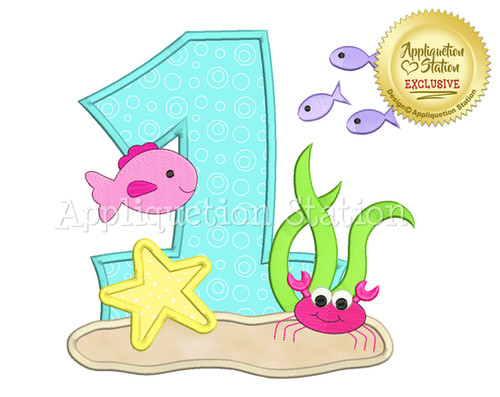 Under the Sea Number 1 One | appliquetionstation