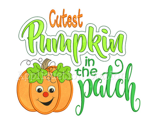 Cutest Pumpkin in the Patch Word Art | appliquetionstation