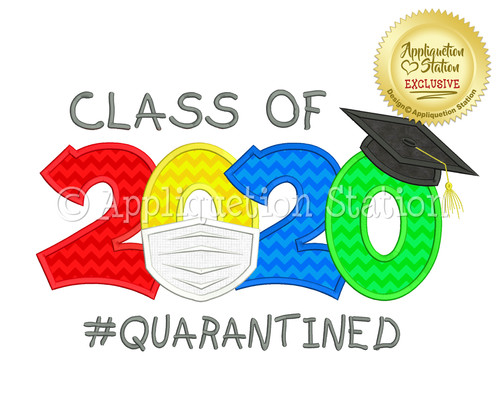 Class of 2020 Graduation Cap Mask #Quarantined | appliquetionstation
